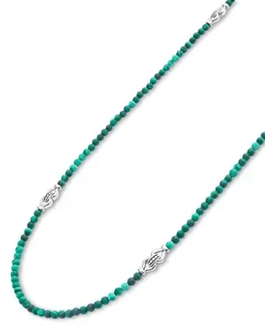 Lagos Sterling Signature Caviar Malachite Station Necklace, 18