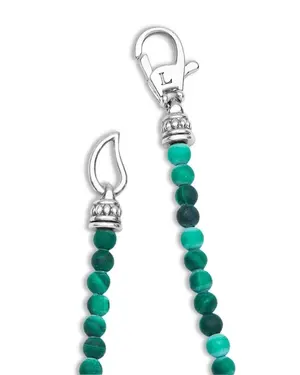 Lagos Sterling Signature Caviar Malachite Station Necklace, 18