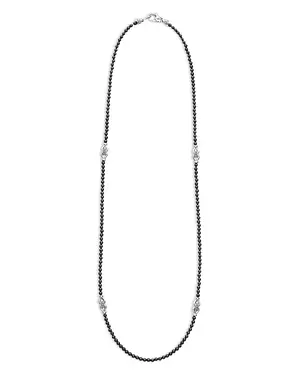 Lagos Sterling Signature Caviar Black Agate Station Necklace, 18