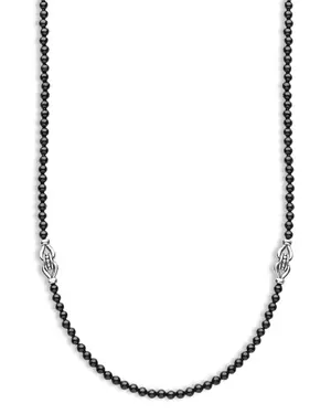 Lagos Sterling Signature Caviar Black Agate Station Necklace, 18