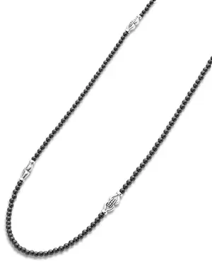 Lagos Sterling Signature Caviar Black Agate Station Necklace, 18