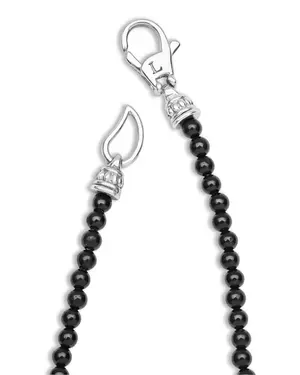 Lagos Sterling Signature Caviar Black Agate Station Necklace, 18
