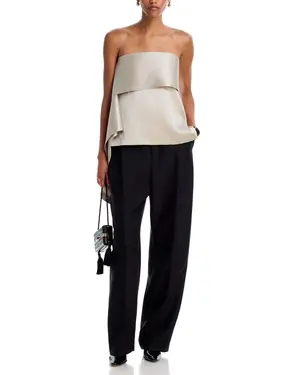 HEIRLOME Rosario Draped Silk Strapless Top