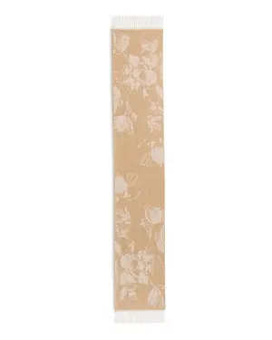 AMICALE CASHMERE Woven Floral Cashmere Scarf - Camel