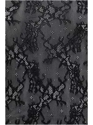 NISSA Long-sleeve Lace And Rhinestone Bodysuit - Black