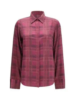 ERMANO SCERVINO Ermanno Scervino Crystal Check Satin Shirt - Pink