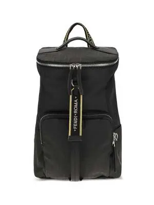 Fendi Tourist Ff Logo Jacquard Backpack - Black