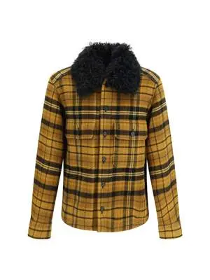 Fendi Check Wool Blouson Jacket - Yellow