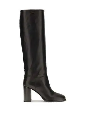 Prada High Leather Boots With Screen-printed Logo - Black