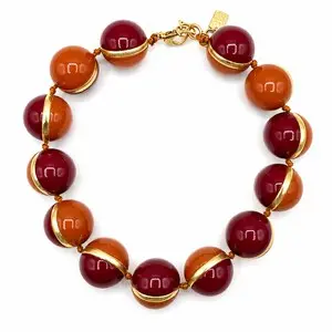MICHAEL NASH JEWELRY Dina Tobacco And Burgundy Resin Two Tone Necklace - Brown