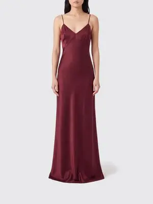 Max Mara Long Satin V-neck Evening Gown With Small Train - Red