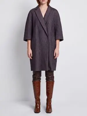Max Mara Knee-length Double-breasted Wool Blend Coat With Short Sleeves