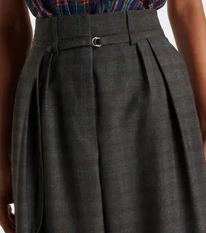 Dries Van Noten Checked Pleated Wool Wide-leg Pants