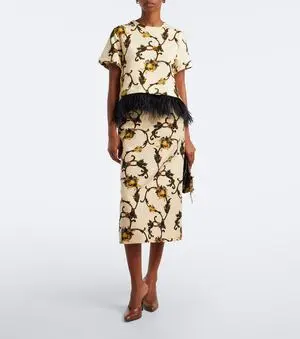 La DoubleJ La Scala Fringed Printed Cotton T-shirt