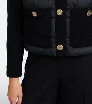 Moncler Down-paneled Wool-blend Cardigan - Black