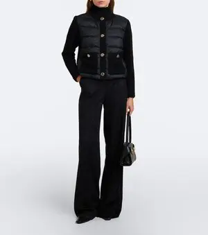 Moncler Down-paneled Wool-blend Cardigan - Black