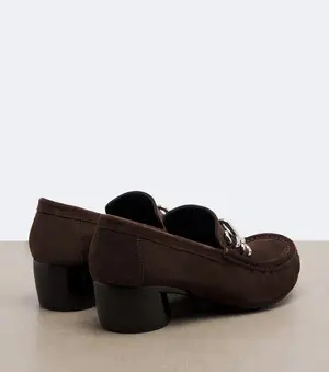 Loewe Double L Suede Loafer Pumps