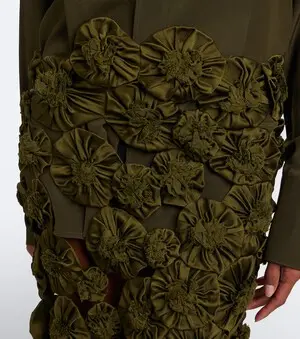 Victoria Beckham Floral-appliqué Satin Midi Skirt