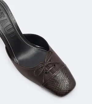 Staud Faye Leather-trimmed Satin Mules - Brown