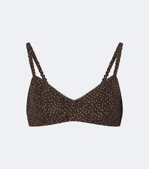 SIR. Polka-dot Silk Organza Bra Top - Brown