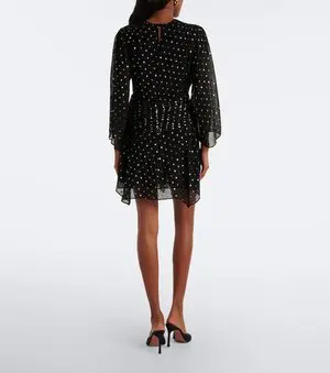 Rixo Clove Polka-dot Chiffon Minidress