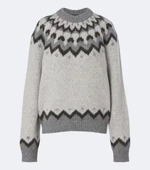 NILI LOTAN Alan Fair Isle Alpaca And Wool-blend Sweater - Grey