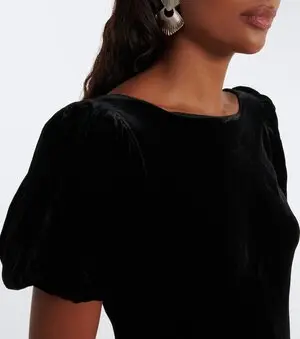 Rixo Anabella Tiered Velvet Minidress