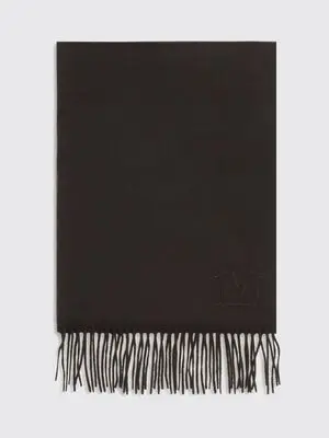 Max Mara 100% Pure Cashmere Scarf With Embroidered Logo Detail - Brown