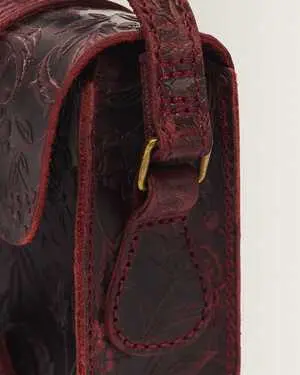Dr. Martens 7" Floral Emboss Crazy Horse Leather Satchel