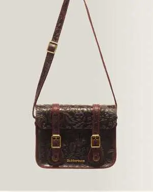 Dr. Martens 7" Floral Emboss Crazy Horse Leather Satchel
