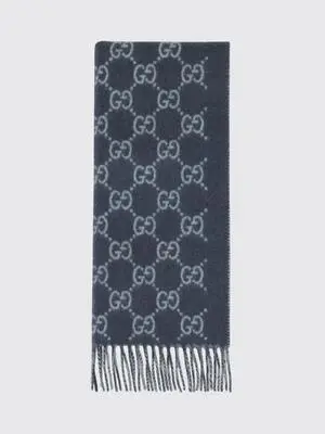 Gucci Gg Logo Pure Cashmere Scarf - Blue