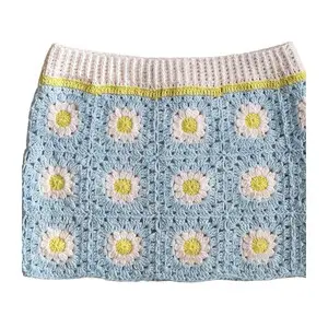 ANA CHIC Daisy Granny Square Handmade Crochet Mini Skirt