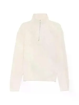 YOUNG N SANG Waffle-knit Quarter-zip Sweater