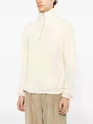 YOUNG N SANG Waffle-knit Quarter-zip Sweater