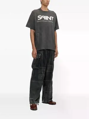 SAINT MXXXXXX Logo-print Distressed T-shirt