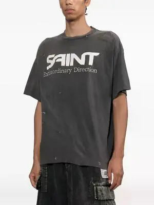 SAINT MXXXXXX Logo-print Distressed T-shirt