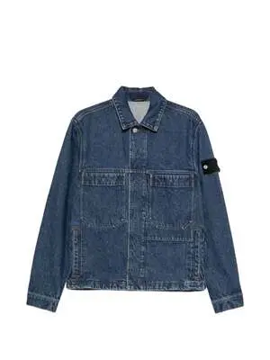 Stone Island Indigo Grainy Wash` Biker Jacket - Multicolor