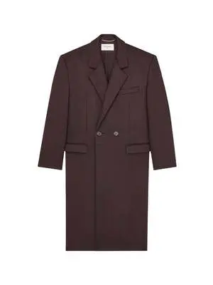 Saint Laurent Coat In Double Face Brushed Wool Felt - Multicolor