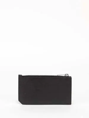Saint Laurent Fragments Zipped Card Case In Grain De Poudre Leather