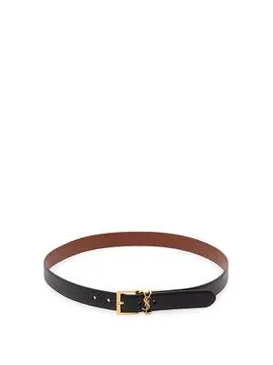 Saint Laurent Cassandre Vadim Reversible Belt In Smooth Leather - Multicolor