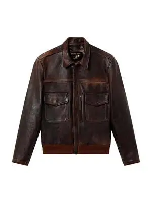 GOLDEN GOOSE Leather Bomber Jacket - Multicolor