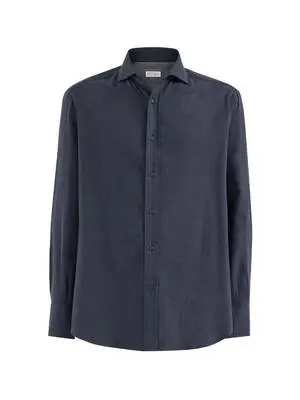 Brunello Cucinelli Flannel Chevron Shirt In Stretch Cotton - Multicolor