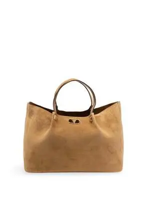 Valentino Garavani Large Shopping Bag In Soft Suede - Multicolor