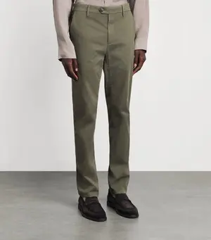 Canali Stretch-cotton Straight Chinos - Green