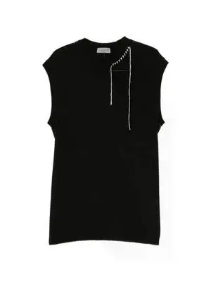 Yohji Yamamoto Contrast-stitch Sleeveless Top
