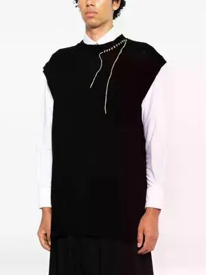 Yohji Yamamoto Contrast-stitch Sleeveless Top
