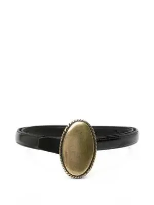ALBERTO LUTI Oval-buckle Leather Belt - Black