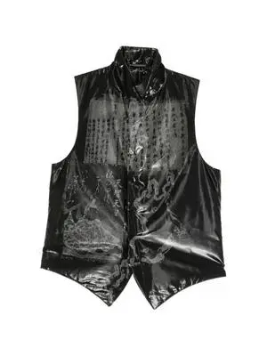 Yohji Yamamoto Biwa Lake Print Waistcoat - Black