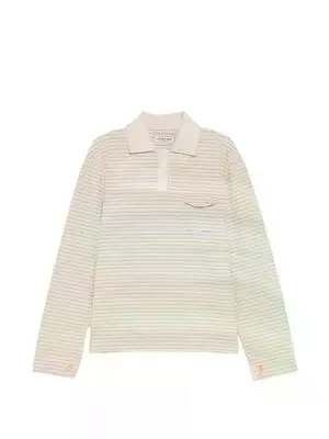 YOUNG N SANG Striped Long-sleeve Polo Shirt