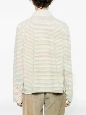 YOUNG N SANG Striped Long-sleeve Polo Shirt